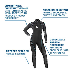 SCUBAPRO Definition Steamer 5 mm Women's Diving Wetsuit (Black/Turquoise, 2XL)