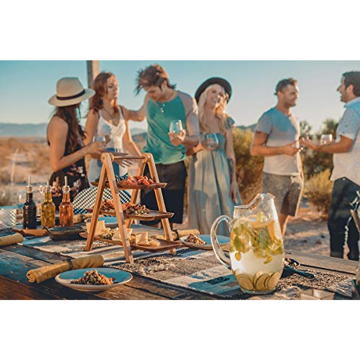 TOSCANA - a Picnic Time brand, 3 Tiered Serving Ladder - Charcuterie Boards - Wood Serving Platters