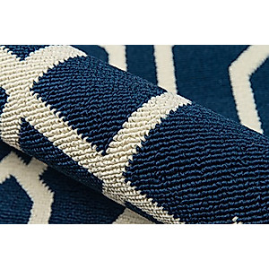 Momeni Rugs , Baja Collection Contemporary Indoor & Outdoor Area Rug, Easy to Clean, UV protected & Fade Resistant, 1'8" x 3'7", Navy Blue