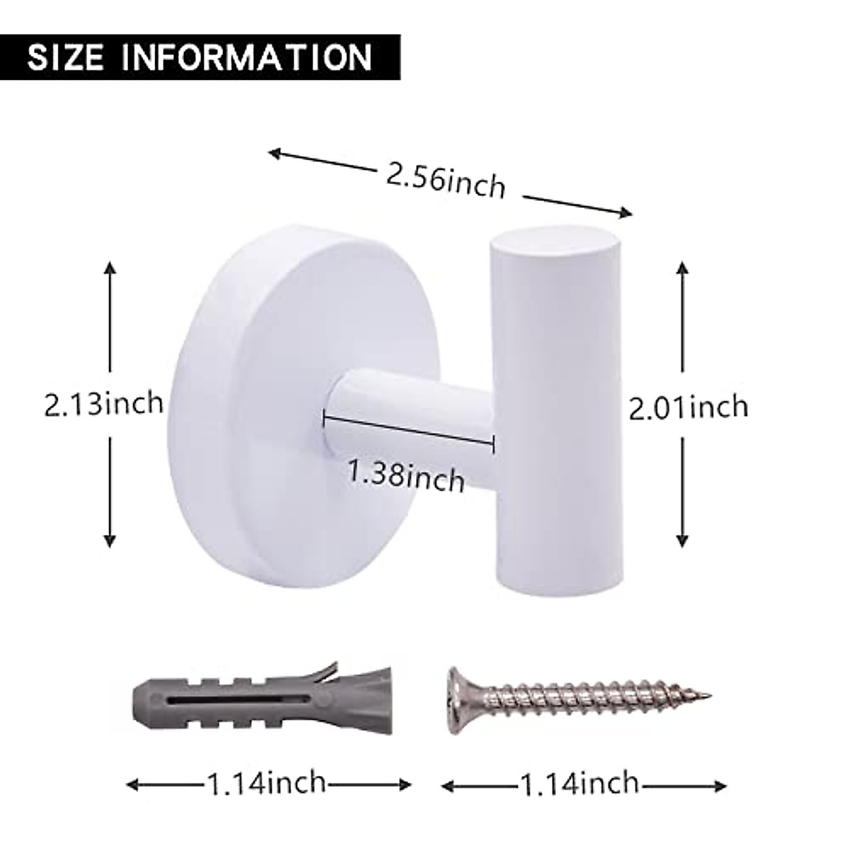 Biomoty Towel Hooks White, 2 Pack SUS304 Stainless Steel Wall Hooks for Hanging, Heavy Duty Coat Robe Clothes Hook Wall Mounted for Bathroom Bedroom Kitchen (White)