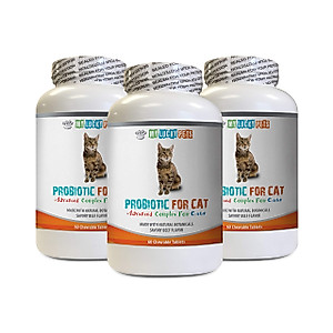 MY LUCKY PETS LLC cat probiotic Powder - CAT PROBIOTICS - Advanced Natural Digestive AID Formula - GET RID of Bad Breath and Stop Diarrhea - Sensitive Stomach cat Treats - 3 Bottles (180 Treats)