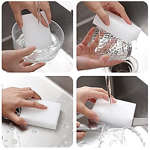 Magic-Sponges Cleaning Eraser, 100 Pack Melamine Sponge Foam Pads, Multi-Functional Household Cleaning Kitchen Dish Sponge for Furniture,Bathroom,Bathtub, Sink,Floor, Baseboard, Wall Cleaner White