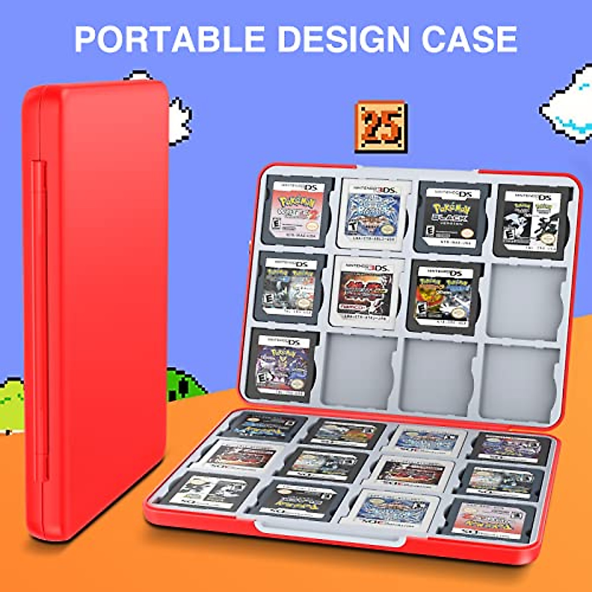 HEIYING Game Card Case for Nintendo 3DS 3DSXL 2DS 2DSXL DS DSi,Portable 3DS 2DS DS Game Cartridge Holder Storage with 24 Game Card Slots.