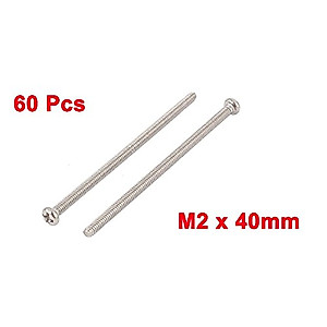 uxcell M2 x 40mm 304 Stainless Steel Phillips Round Head Screws Bolt 60pcs
