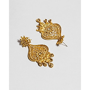 Bindhani Golden Rhinestone Head Piece Maang Tikka & Indian Earrings For Women