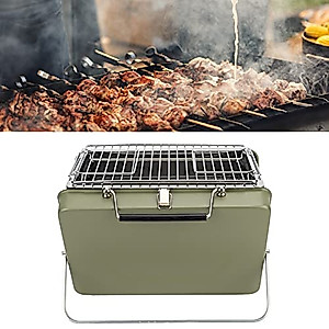 Portable Charcoal Grill, Portable Charcoal Grill Non Stick Mini High Temperature Resistant For Outdoor Cooking (Green)