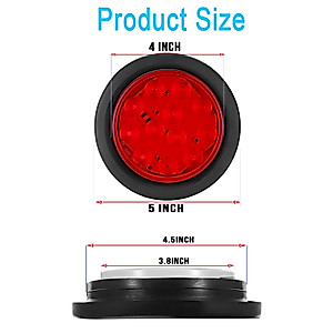 VINAUO Led Trailer Lights, 4 Inch Trailer Lights with Grommet Plug, 12 LED Brake Stop Turn Signal Tail Light For Utility Trailer Lights RV Truck Tractor Cargo Boat UTE UTV IP68 (Pack of 4)