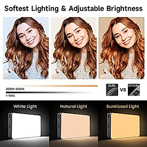 Weilisi 4000mAh Video Conference Lighting,Soft Light for Video Conferencing,Zoom Light for Laptop with Clip,Stepless Dimming Computer Light for Zoom Meetings,Webcam Light with 3 Modes,Laptop Light