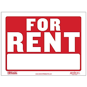 BAZIC Products 12"" X 16"" For Rent Sign (L-4)"