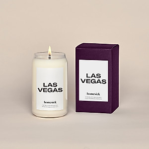 Homesick Premium Scented Candle, Las Vegas - Scents of Basil, Fir Needle, Amber, 13.75 oz, 60-80 Hour Burn, Natural Soy Blend Candle Home Decor, Relaxing Aromatherapy Candle