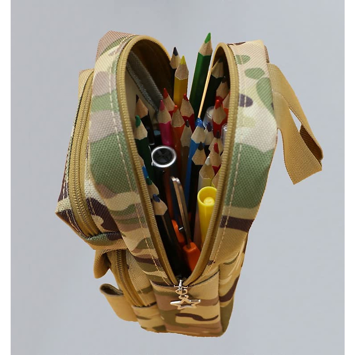 JUSIMON Pencil Case Pencil Box Storage Box for School Students Boys Teens Kids Small Tool Bag Large Capacity Pen Case Pouch Men Camo Cordura (Desert)