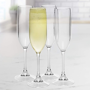 D'Eco Unbreakable Stemmed 12 oz Champagne Flutes (Set of 4) - 100% Reusable Shatterproof Mimosa, Sparkling Wine, Champagne Glasses - Perfect for Hosting & Entertaining - Elegant Cocktail Glasses Set