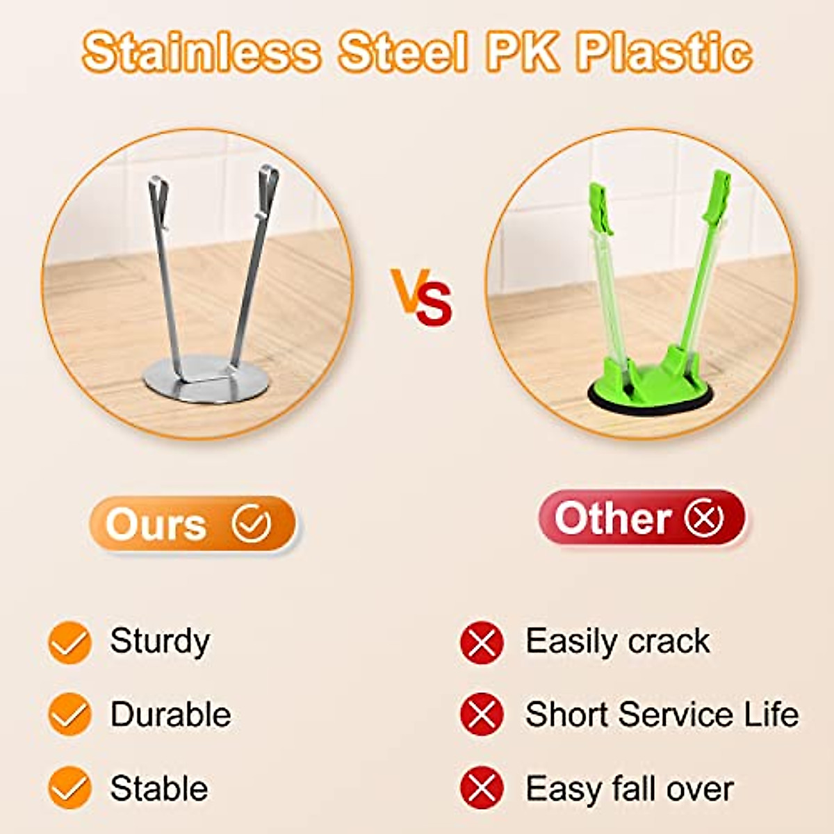 Kinkota Stainless Steel Ziplock Bag Holder for Filling, Food Storage Bag/Plastic Freezer Bag Holder Stand, Meal Planning/Prep Bag Holders, Durable Baggie Holder, 2 Pack