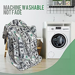 Levens Money Throw Blanket Gifts for Women Girls Boys, 100 Dollar Bill Print Decor for Couch Bed Sofa Travelling Camping, Birthday Christmas Soft Cozy Lightweight Blankets for Kids Adults 50"x60"