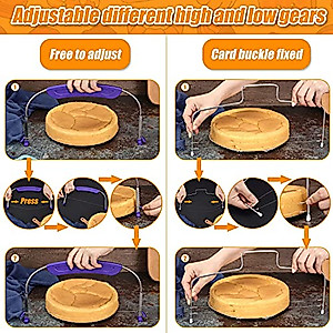 3 Pieces Kitchen Baking Tools, Adjustable Cake Levelers, Double Wire Cake Slicer Levelers and Stainless Steel Cake Knife with Plastic Handle for Wedding Birthday Layer Cake