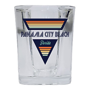 R and R Imports Panama City Beach Florida 2 Ounce Square Base Liquor Shot Glass Retro Design