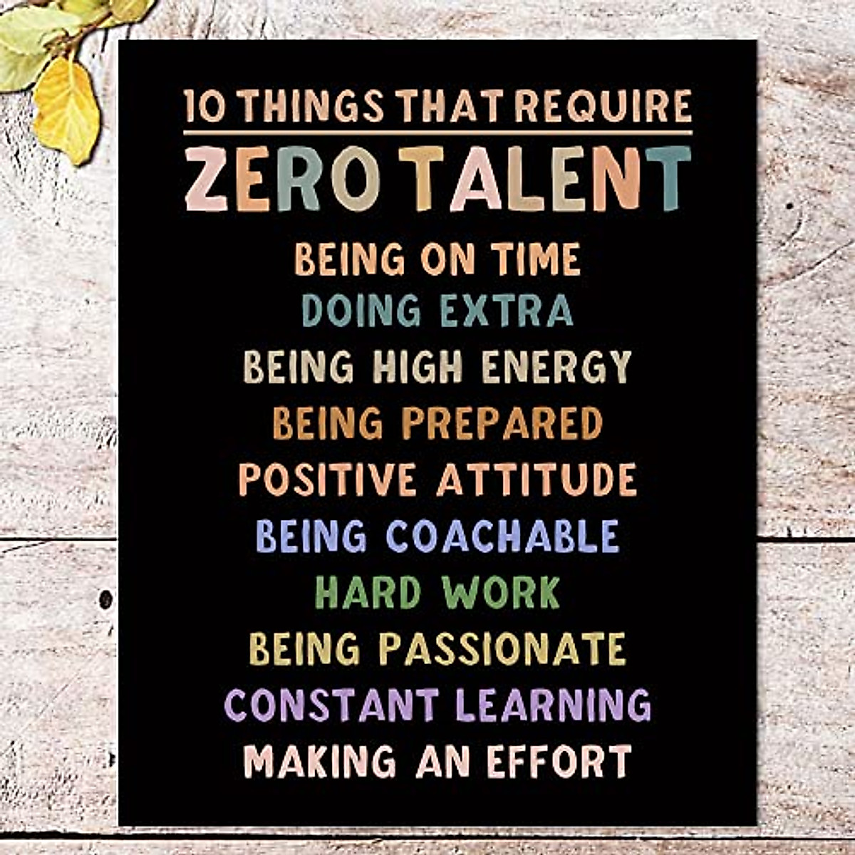 10 Things That Require Zero Talent, Motivational Poster, Inspirational Print, Office Wall Decor, Typography Art, Success Tips, Classroom Wall Decor, Boho Decor, No Frame (8X10 INCH)