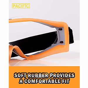 PACIFIC PPE Safety Goggles Over Glasses for Men and Women, Anti Fog Scratch Resistant, Eye Protection, Adjustable Elastic Headband