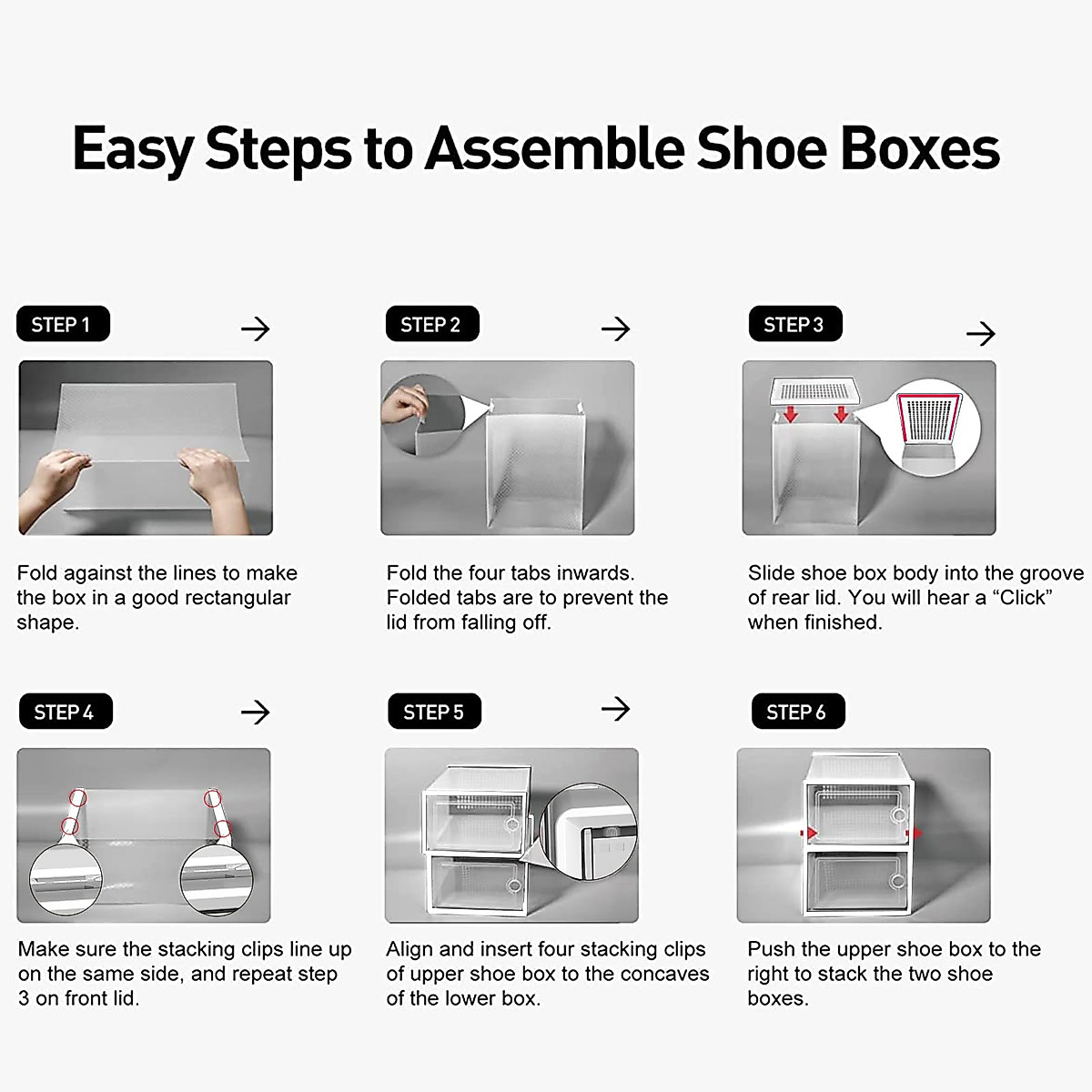 Potahouse® Shoe Storage Organizer, 12 Pack X-Large Stackable Shoe Box with Lids, Fit US Size Women's 12 Men's 11, Sneaker Storage Container Space Saving for Entryway Closet Dorm, White