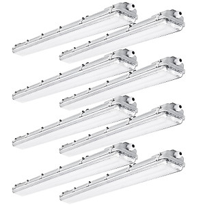 BRILLIHOOD 4Ft LED Vapor Tight Light Fixtures, 48W, 4200LM, 6000K Bright White, Clear Cover, IP65 Waterproof Vapor Proof Lights for Car Wash, Garage, Walk in Freezer, Indoor Outdoor Lighting, 8-Pack