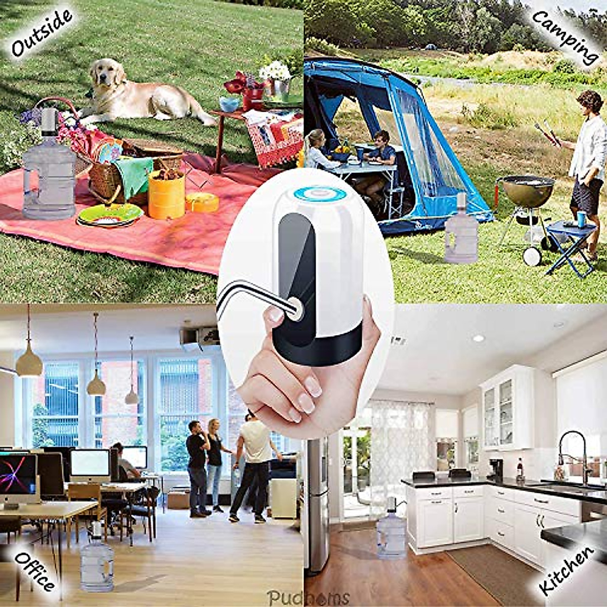 FVSTR 5 Gallon Water Dispenser,Electric Drinking Water Pump Universal USB Charging Water Bottle Pump for 2-5 Gallon, Portable Water Dispenser Pump for Camping