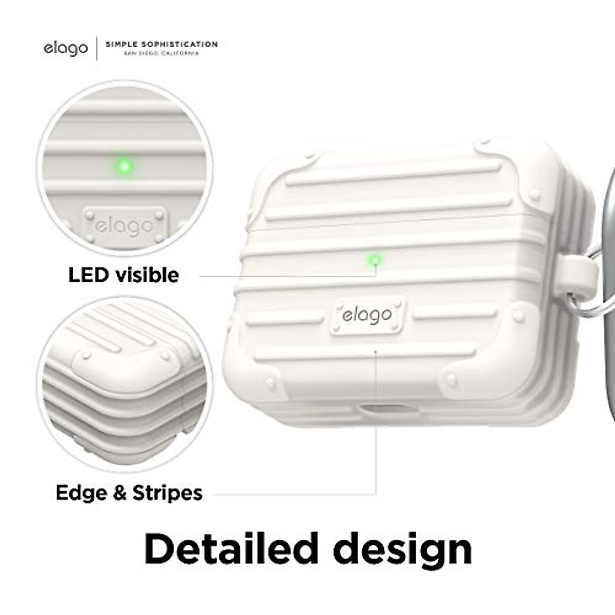elago Suit Case Compatible with AirPods Pro Case [White] - Premium Silicone, Shock Absorbing Drop Protection, Supports Wireless Charging, Adhesive Tapes Included