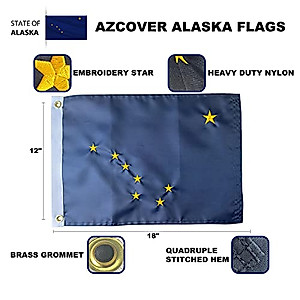 AZCOVER Alaska Flag - 12x18 Inch, Embroidered Stars, Outdoor with 2 Brass Grommets