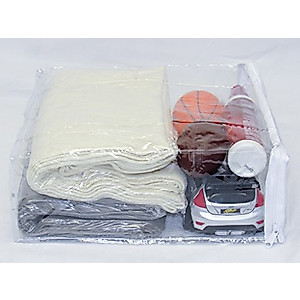 Oreh Homewares Heavy Duty Vinyl Zippered (Clear) Storage Bags (9" x 11" x 4") for Dresses, Shirts, Pants, Fabrics (1.7 Gallon) 5-Pack