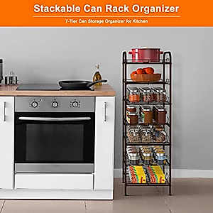 CASAVIDA 7-Tier Water Bottle Organizer, Free Standing Metal Water Bottle Storage Rack Shelf, Adjustable Water Bottle Holder Multifunctional Storage Shelves for Kitchen Pantry Food Storage, Bronze