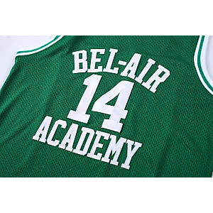 MESOSPERO #14 The Fresh Prince of Bel Air #25 Carlton Banks Basketball Jersey,90s Hip Hop Clothes for Party Men (14 Green, Small)