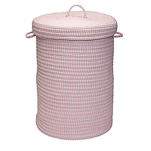 Solid Ticking Storage Hamper, 16 by 24-Inch, Pink