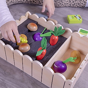 My Little Garden | Growing Vegetables Wooden Playset Activity for Children | Includes Carrots, Beets, Potatoes, Mushrooms, Trowel, Seeds, Fertilizer, Caterpillar (13 pcs.) | Early Learning Toy