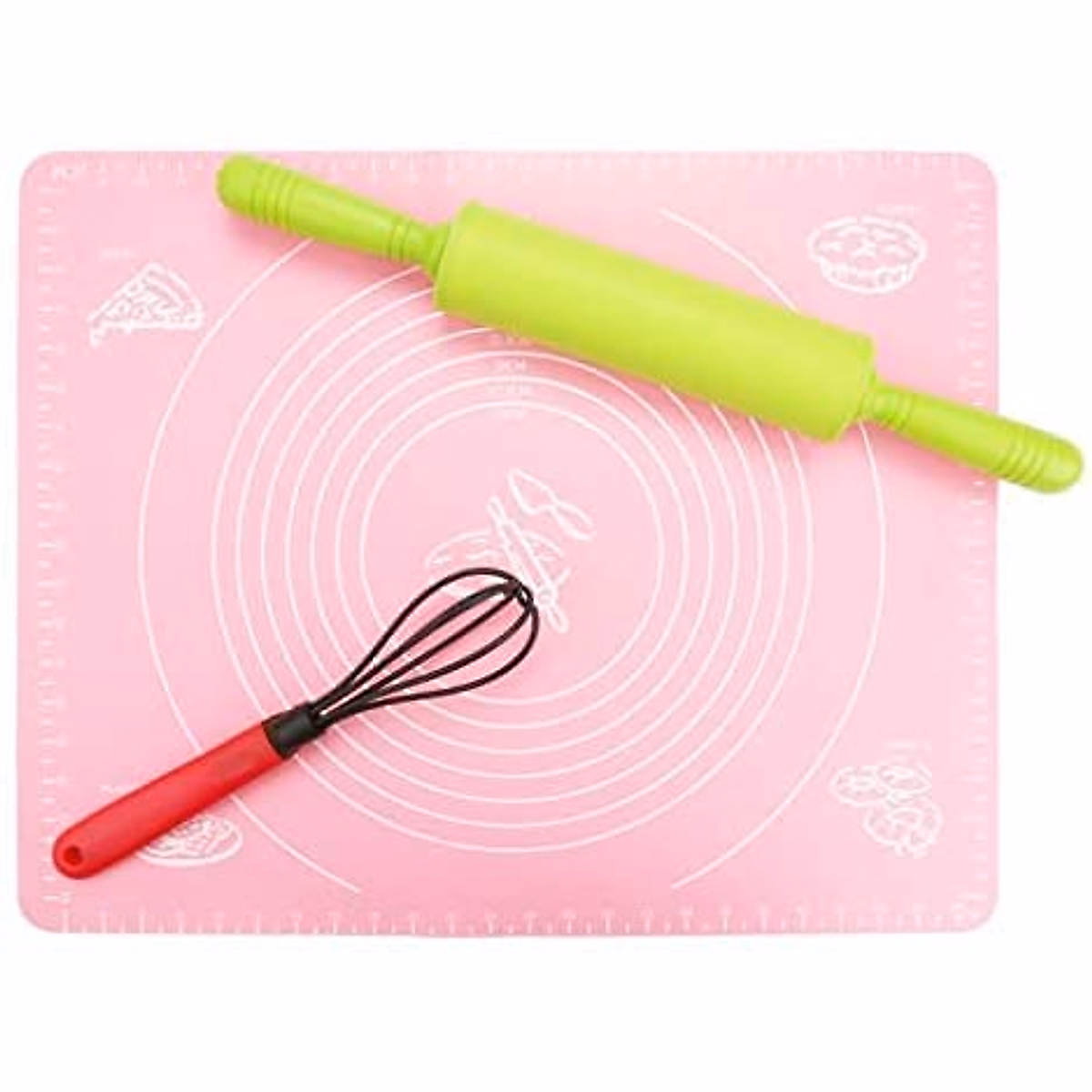 GCA Large baking silicone pad skid High temperature resistant,Pastry Fondant Silicone Work Rolling Baking Mat with Measurements (Pink 1)