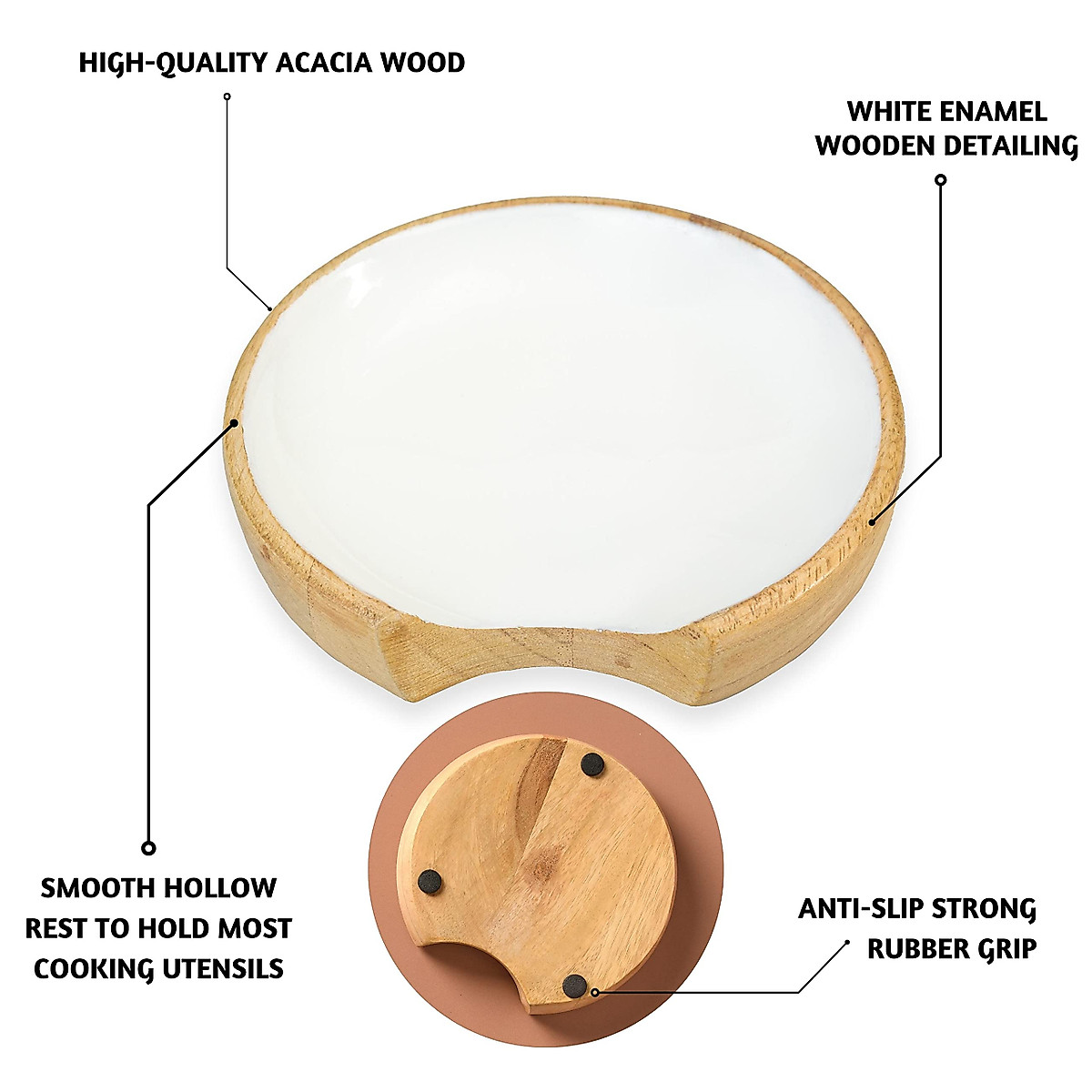 Folkulture Spoon Rest for Kitchen Counter, Spoon Holder for Stove Top or Countertop, Pot Holders for Kitchen, Hot Pads or Trivets for Hot Dishes Pots and Pans