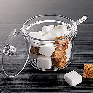 Patelai 4 Pieces Sugar Bowl Acrylic Clear Sugar Bowl with Lid and Salt Spoon Storage Sugar Jar with Airtight Lid for Sugar, Salt, Tea, Spices, Herbs, Condiments (7.1 oz)
