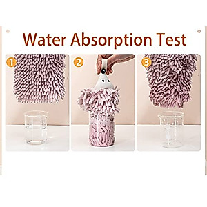 PIAOPIAO 2 Pack Cute Animal Chenille Hand Towels, Fuzzy Ball Hand Towel with Loop, Hanging Hand Towels for Bathroom, Kitchen (Yellow)