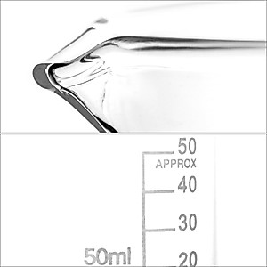 QWORK Sturdy Glass Beaker Set, 1.7oz (50ml), Pack of 6, 3.3 Borosilicate Griffin Low Form with Printed Graduations and Large Marking Spot