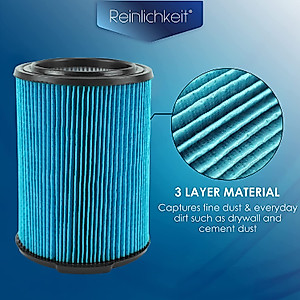 VF5000 3-Layer High-efficiency Fine Dust Replacement Filter for Wet Dry Vac Compatible with WD1450 WD0970 WD1270 WD09700 WD06700 WD1680 WD1851 RV2400A(2 pack)