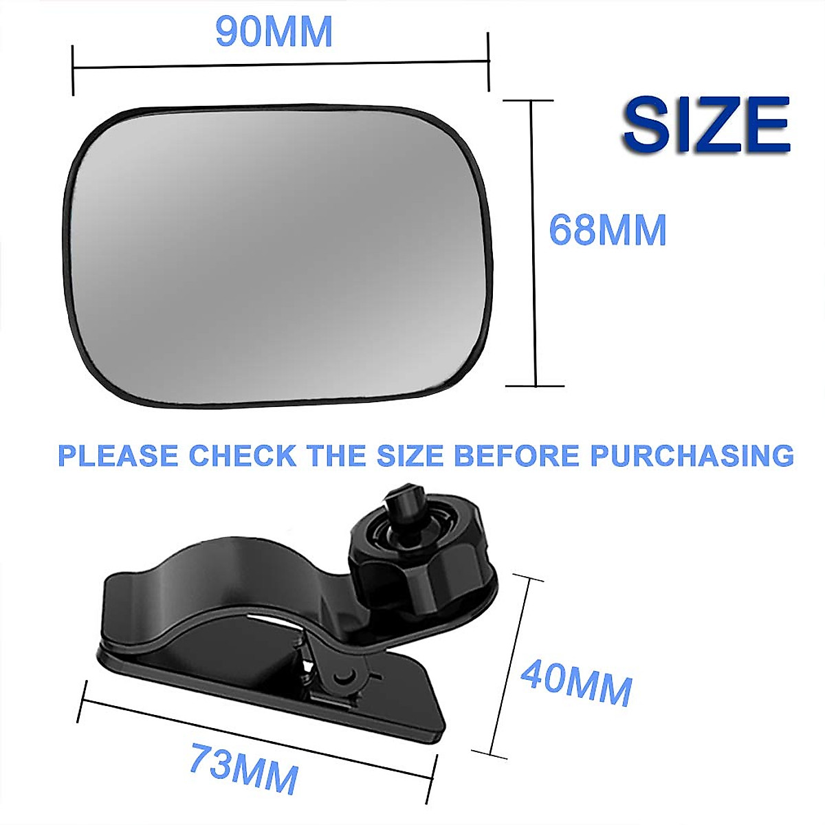 JONMON Automotive Interior Rearview Baby Mirror - Car Small Clip-On Adjustable Facing Back Rear View Seat Convex Mirror Clip on Car or Truck Sun Visor