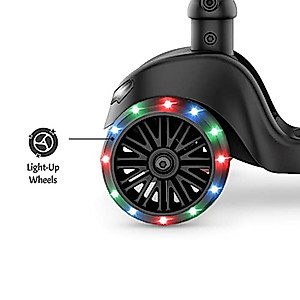 Jetson Scooters - Jupiter Mini 3 Wheel Kick Scooter (Black) - Collapsible Portable Kids Three Wheel Push Scooter - Lightweight Folding Design with High Visibility RGB Light Up LEDs on Stem and Wheels