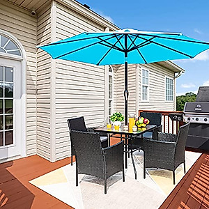 Flamaker Outdoor Furniture 5 Pieces Patio Furniture Set Patio Dining Set Patio Chairs and Table with Umbrella Hole (Grey)