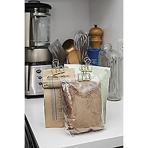 20 Pieces Gold Wire Binder Clips Assorted Sizes Stainless Steel Hollow Binder Clips Clamps for Paperwork, Sewing, Crafts, Kids, Teacher, Office School Supplies, Food Packages (10 Medium & 10 Small)