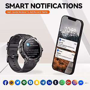 Military Smart Watch for Men Outdoor Rugged Tactical Smartwatch Bluetooth Answer Make Calls 1.32'' HD Fitness Tracker Watch Heart Rate Monitor Sleep Tracker Pedometer for iPhone Android Phones