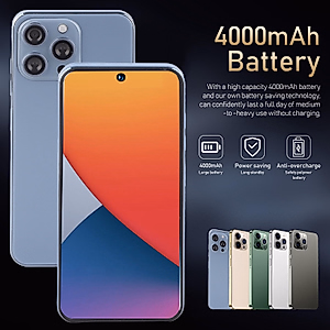 Unlocked Smartphones, 4G Android 12 Cell Phones 6.7 Inch HD Screen, 4GB RAM 128GB ROM Dual Sim GSM Unlocked Phone with 4000mah Lithium Battery(Blue)