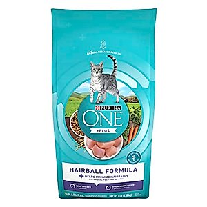 Purina ONE Natural Cat Food for Hairball Control, +PLUS Hairball Formula - 7 lb. Bag