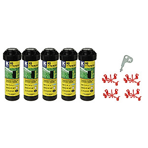 K Rain K1 1/2" Smart Set Rotor 4" Pop-Up| 15' - 30' Spray Distance, 40° - 360° Arc Spray Pattern | Includes Install Kit (5 Pack)