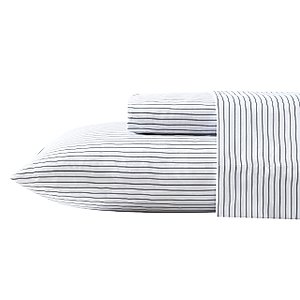 Nautica - Full Sheet Set, Deep Pocket Fitted Sheet and Pillowcase Set, Casual Home Decor (Skinny Yacht Stripe Grey, Full)