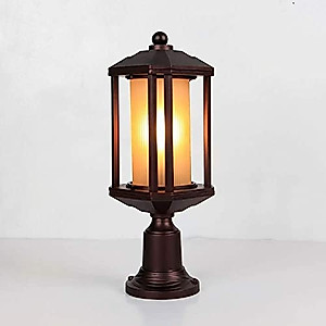 MODEBHD Traditional European Victoria Retro Post Pillar Lantern Glass Shade Waterproof IP44 Outdoor Column Lamps Antirust Aluminum Villa Garden Swimming Pool Fence Landscape Lighting E27