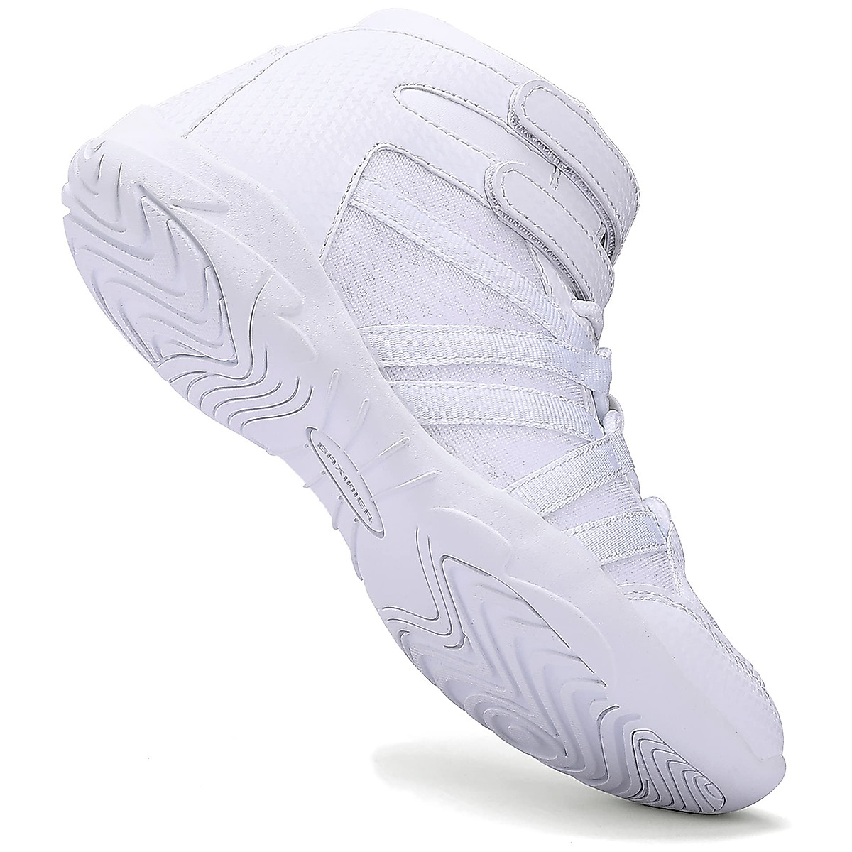 BAXINIER Girls White High Top Cheerleading Shoes Lightweight Youth Cheer Competition Sneakers Training Dance Tennis Shoes - White 4 Big Kid