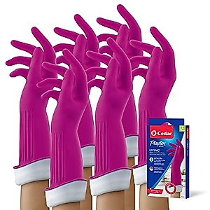 Playtex Living Reuseable Rubber Cleaning Gloves, Premium Protection (Large, Pack - 6)